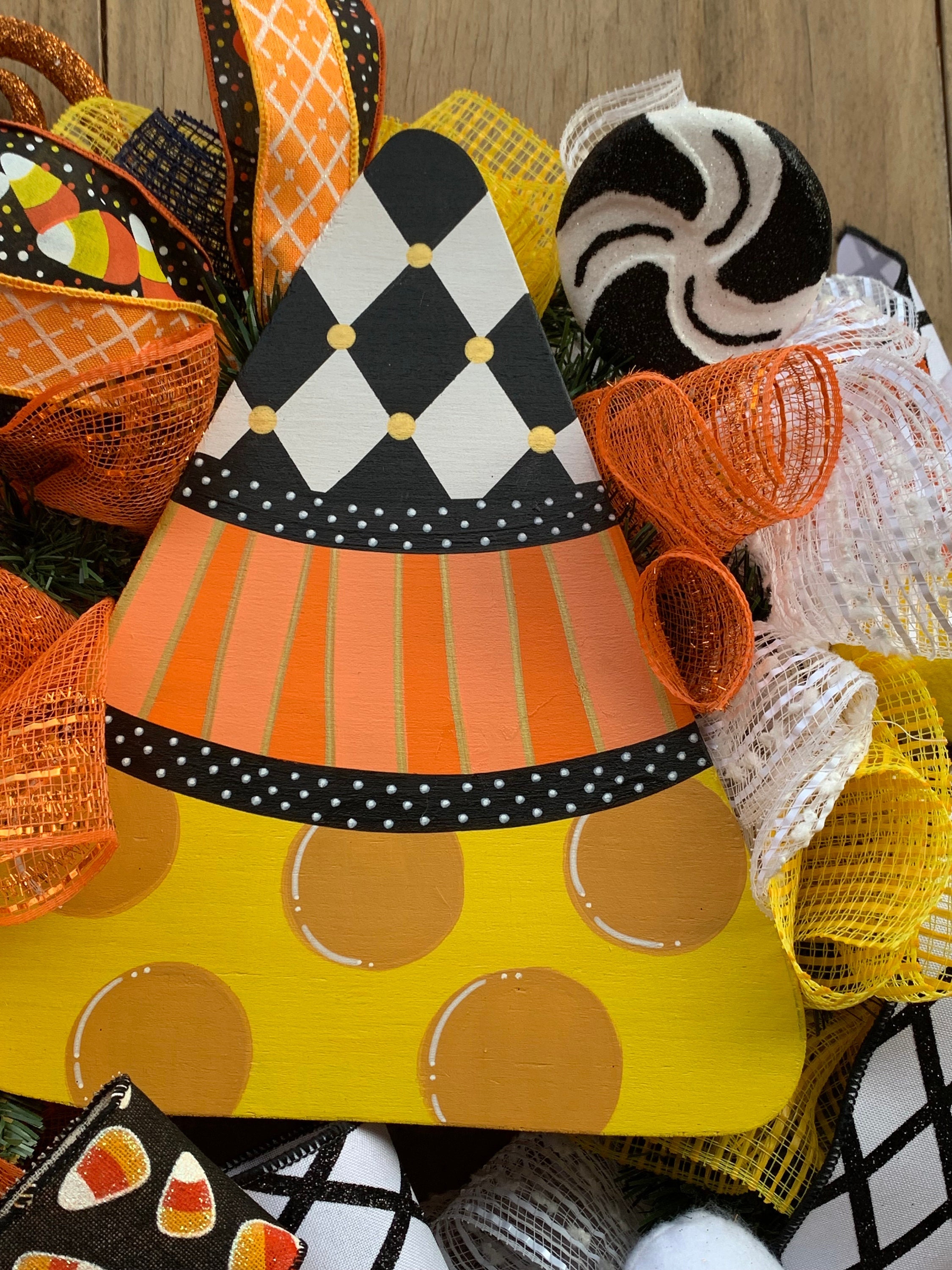 Candy Corn Teardrop Swag. Halloween Candy Wreath Halloween - Etsy