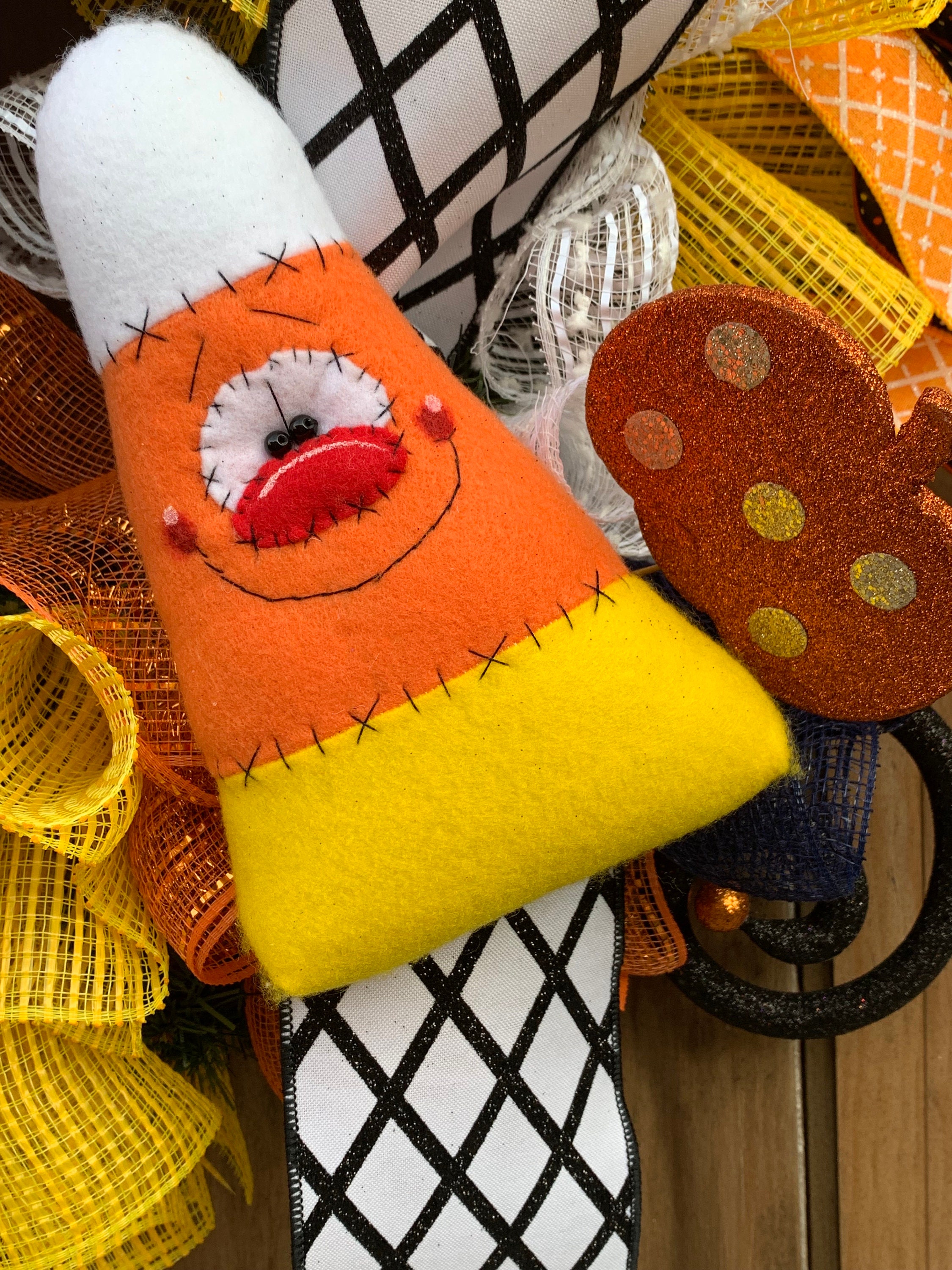 Candy Corn Teardrop Swag. Halloween Candy Wreath Halloween - Etsy