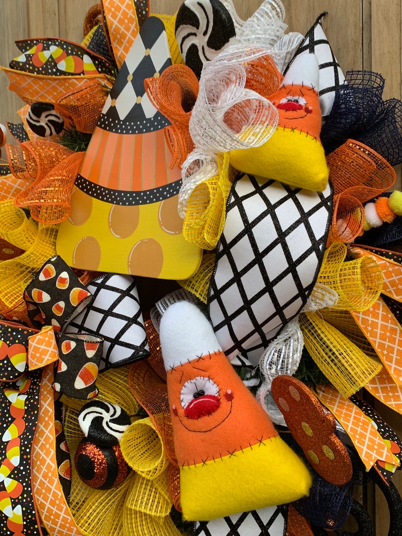 Candy Corn Teardrop Swag. Halloween Candy Wreath Halloween - Etsy
