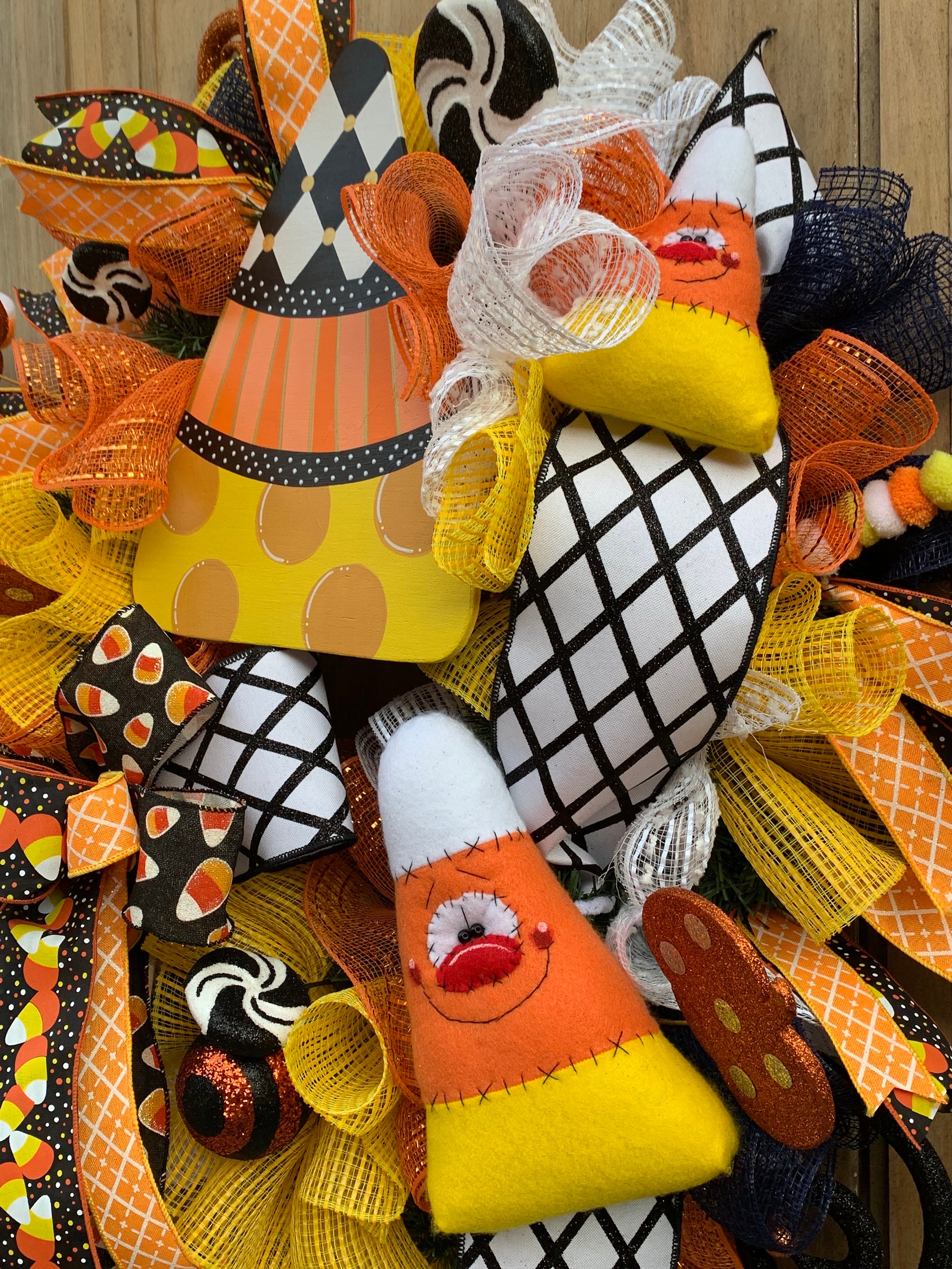 Candy Corn Teardrop Swag. Halloween Candy Wreath Halloween - Etsy