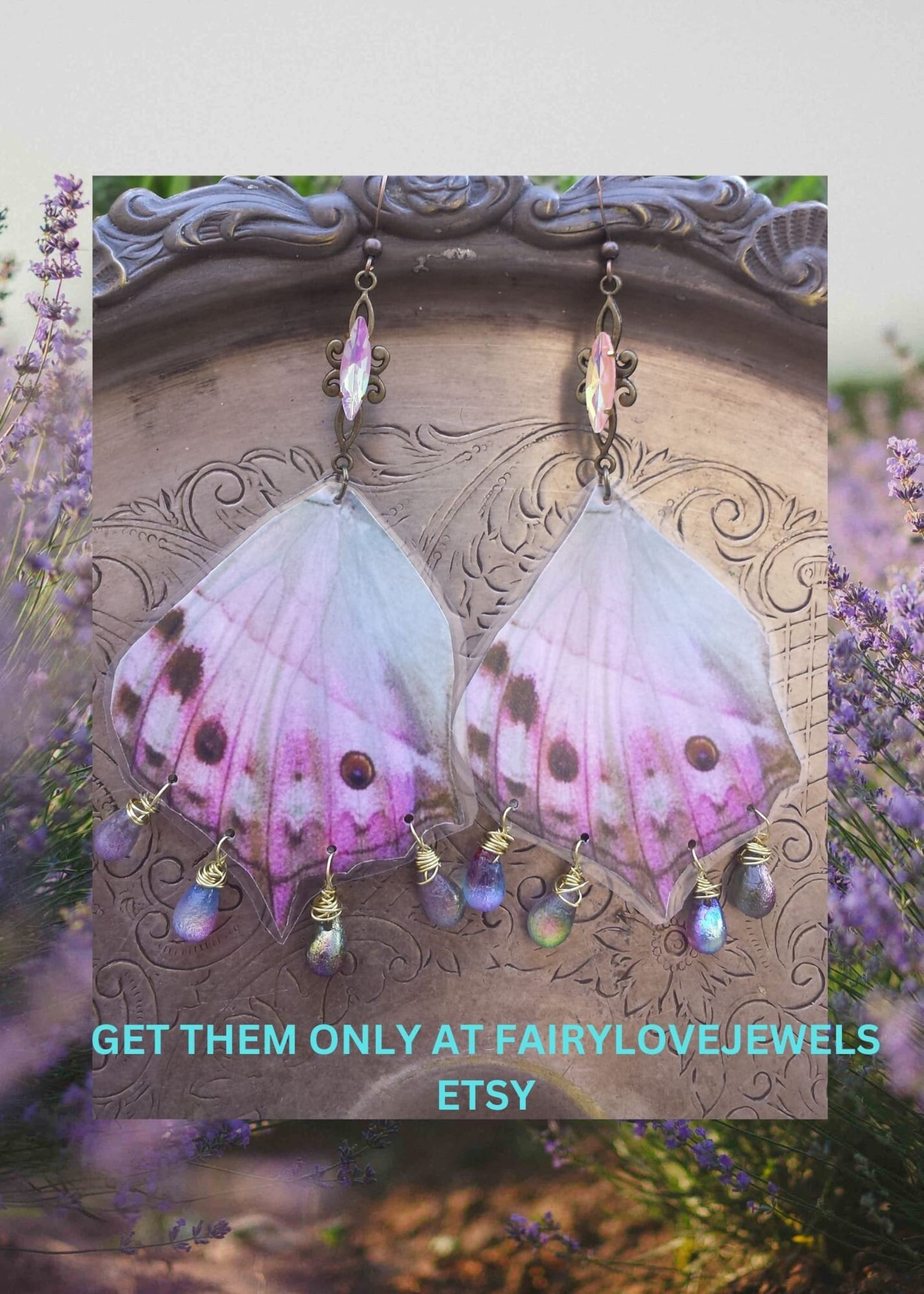 Butterfly Wing Faux Moth Crystal Earrings Fairy Wing - Etsy