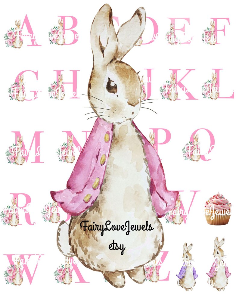Printable Beatrix Peter Rabbit Girl Alphabet A-Z Clipart Instant ...