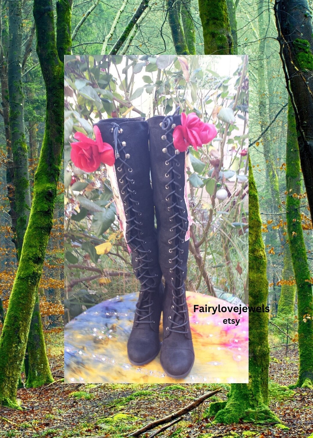 Goddess Butterfly Gypsy Lace up Boots/art Nouveau - Etsy