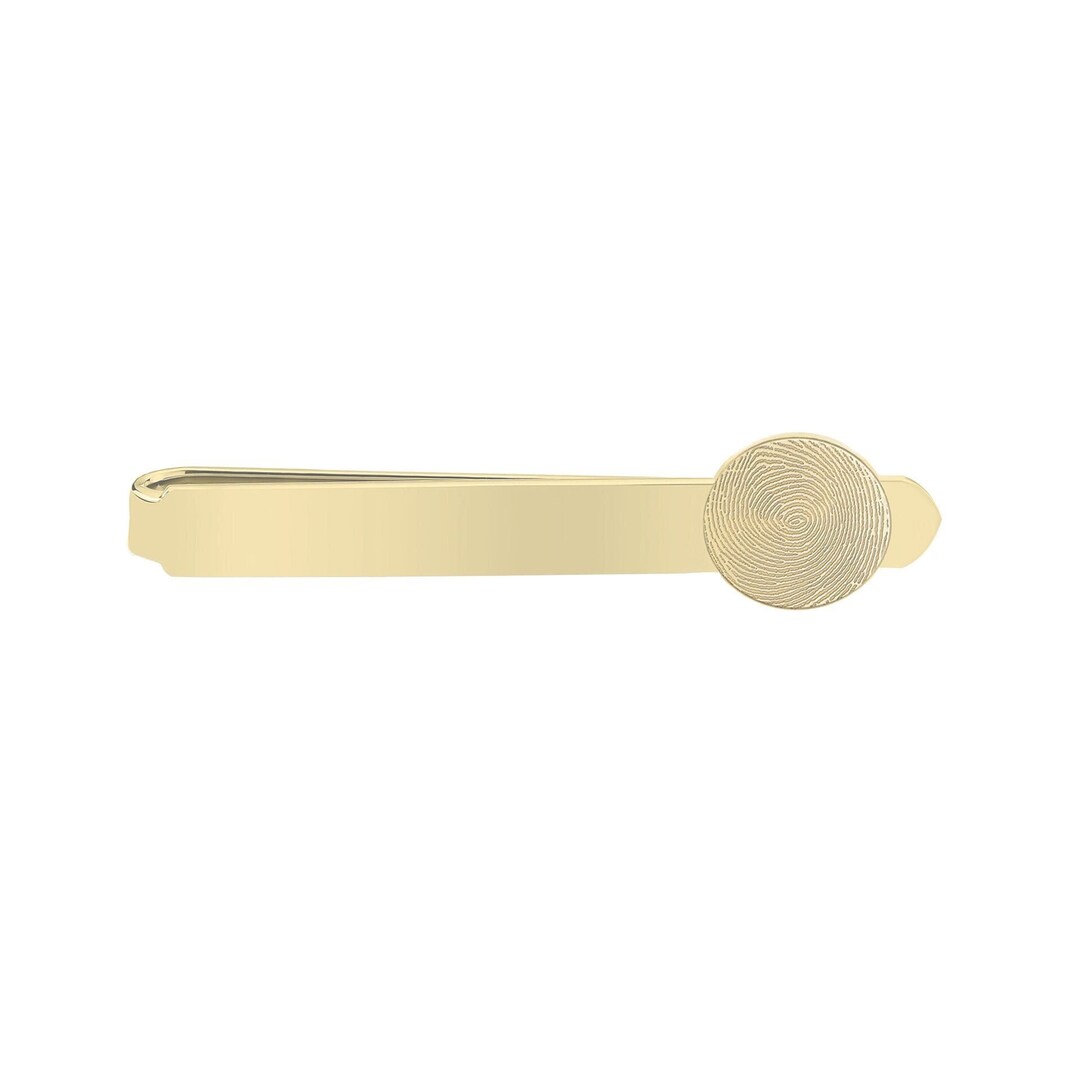 Custom Fingerprint Tie Clip, Round Shape in 925 Sterling Silver, Yellow ...