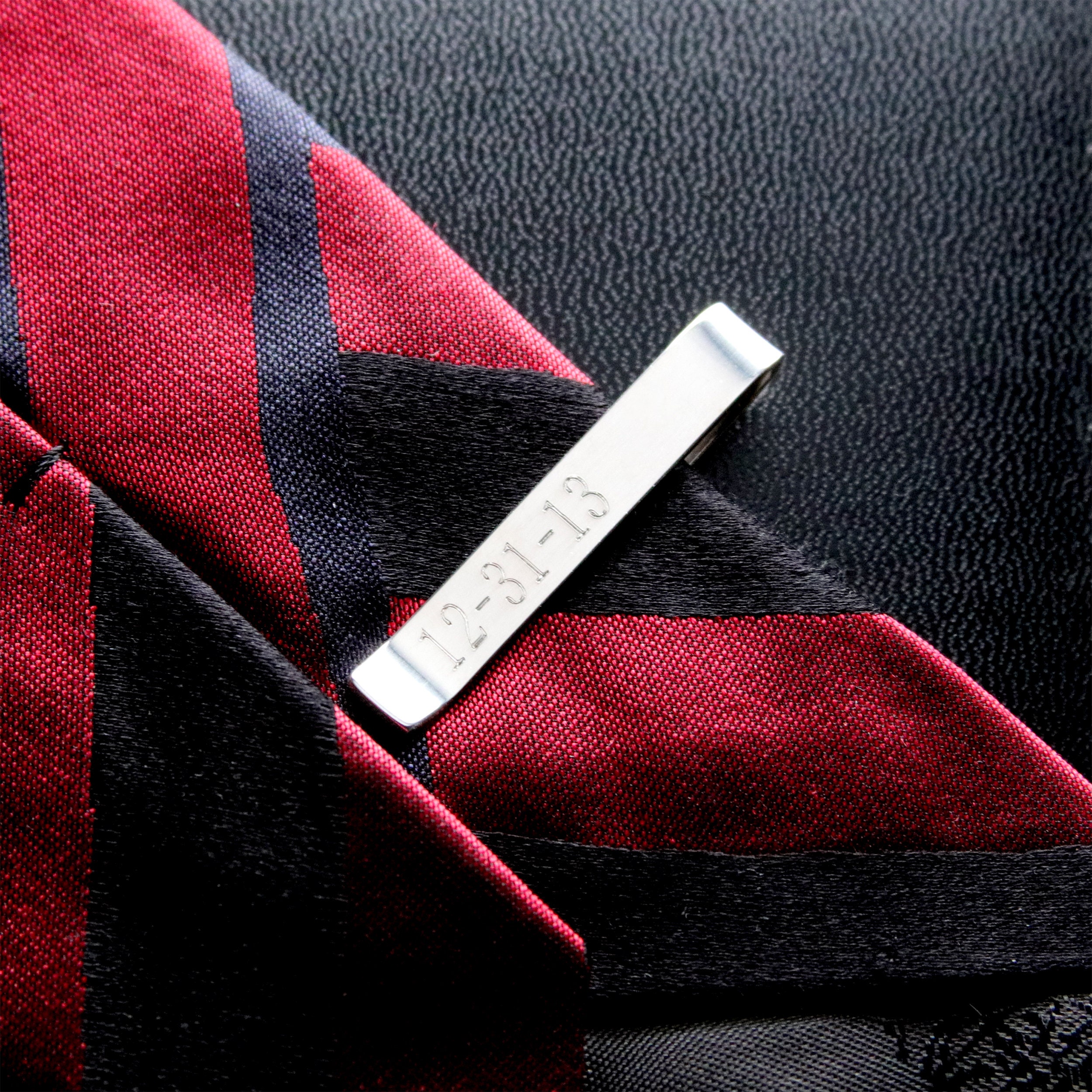 Personalized Black Diamond Accent Tie Clip in 925 Sterling Silver ...