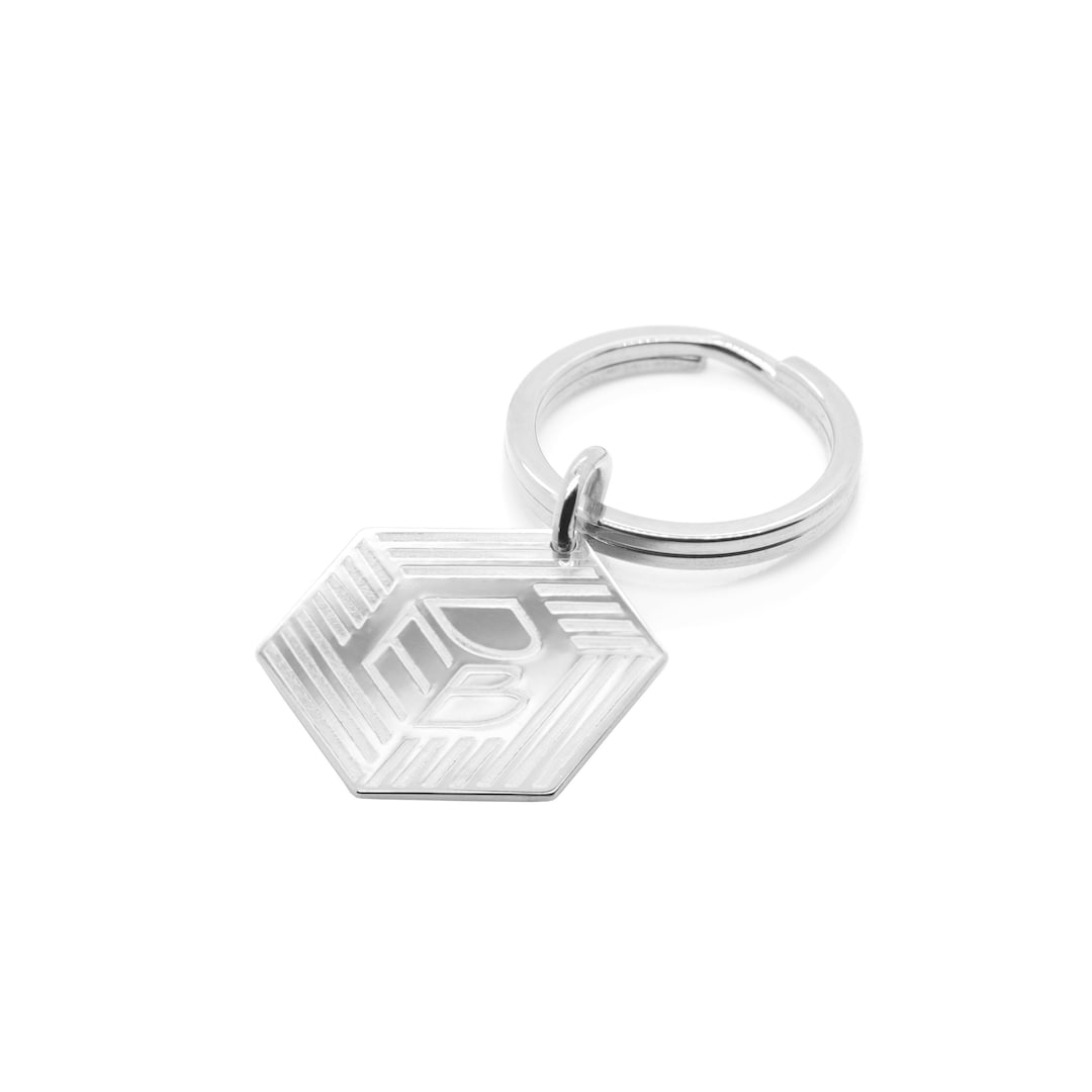 Personalized Initials, Hexagon Key Chain in Sterling Silver, Rose ...