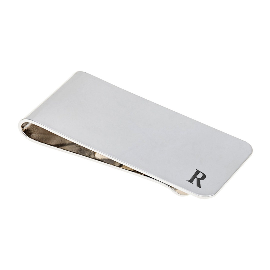 Personalized Initial Money Clip in 925 Sterling Silver, Custom Engraved ...