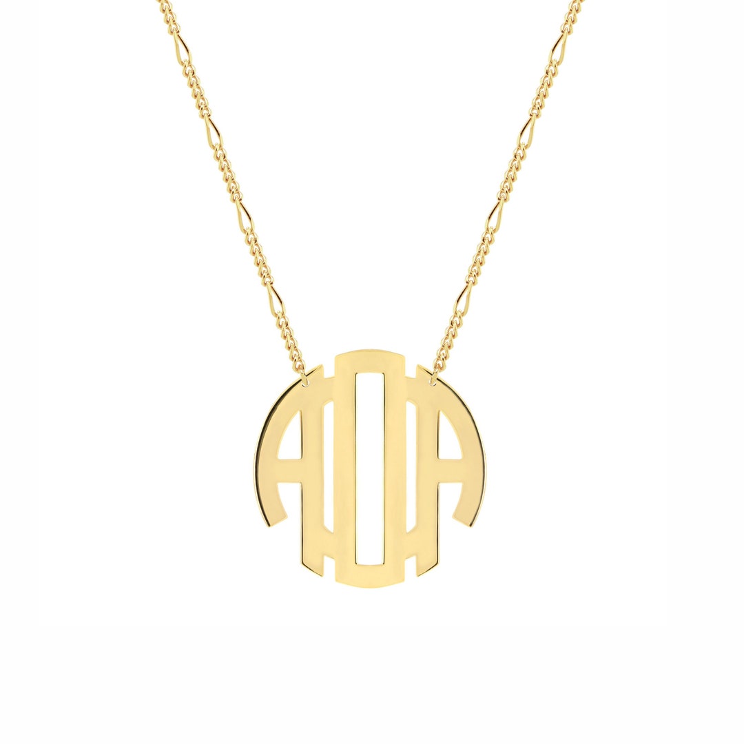 Circle Monogram 3 Initials Necklace, Personalized Pendant , 925 ...
