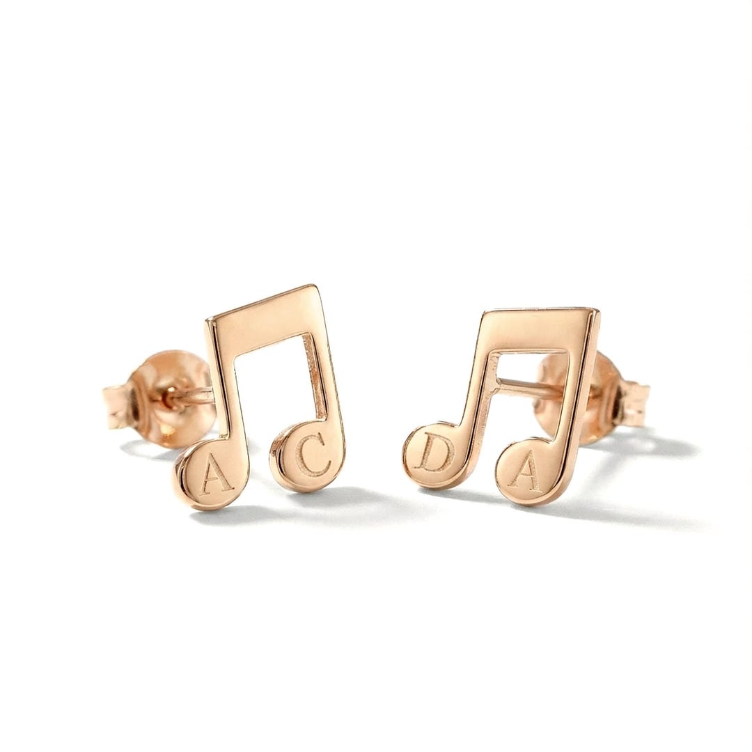 Engravable Music Symbols, Beam Note (double Eighth Note) Stud Earrings ...