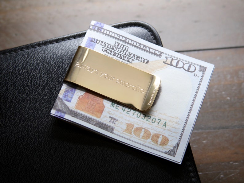 Personalized Money Clip in 18k Yellow Gold Plated 925 Sterling Silver ...