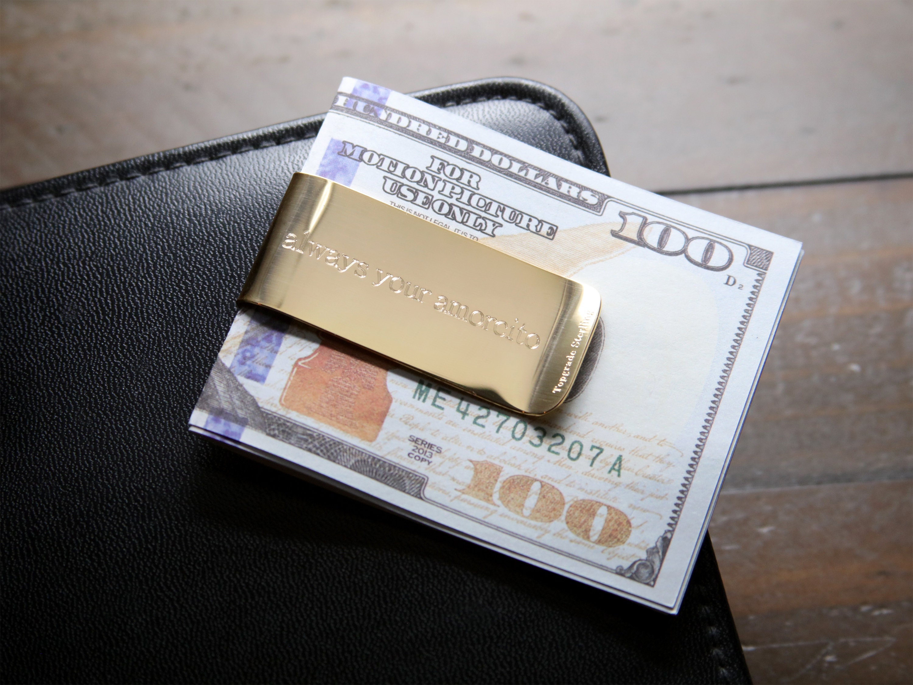 Personalized Money Clip in 18k Yellow Gold Plated 925 Sterling Silver ...