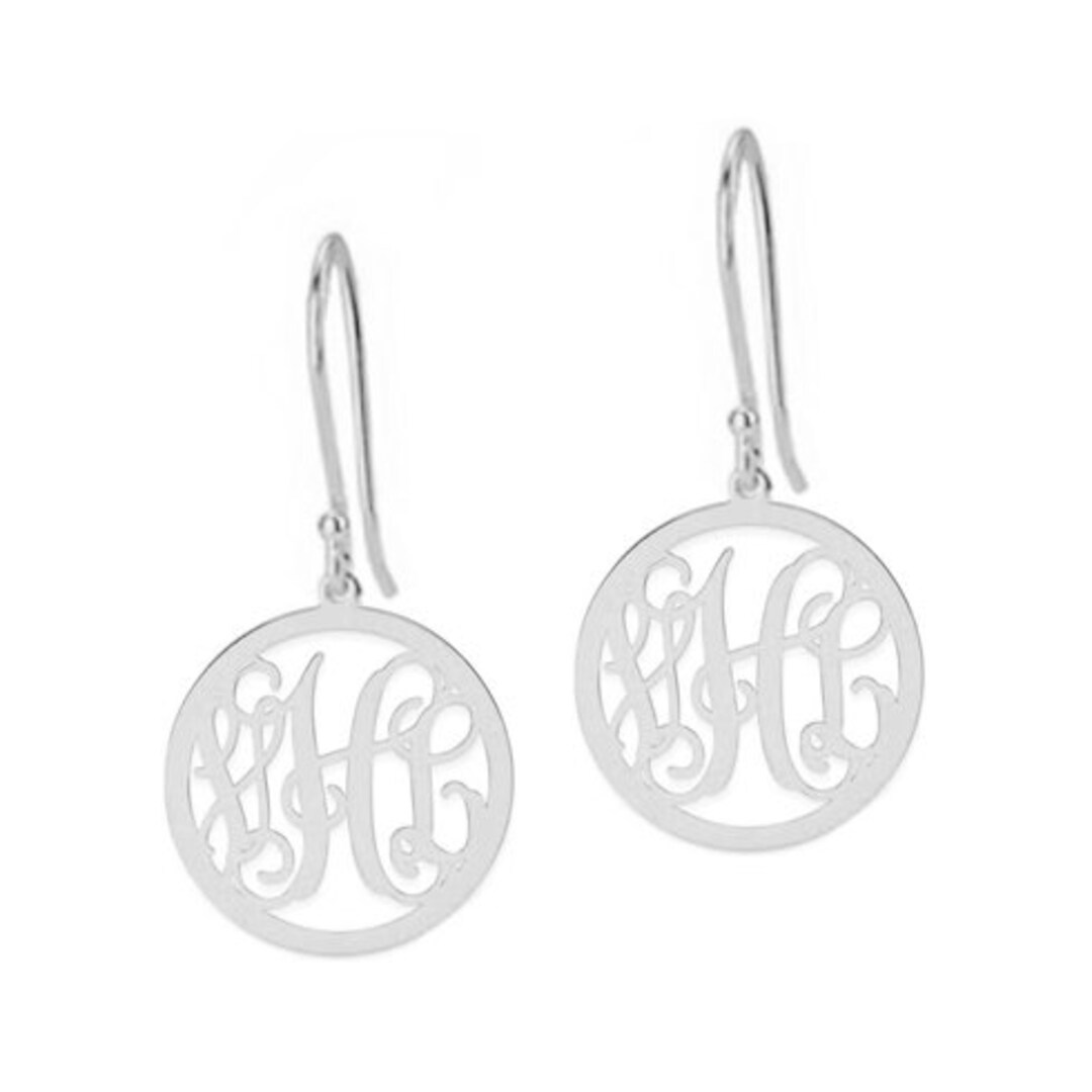Custom Made Monogram Earrings, Personalized Initials Dangle Earrings in ...
