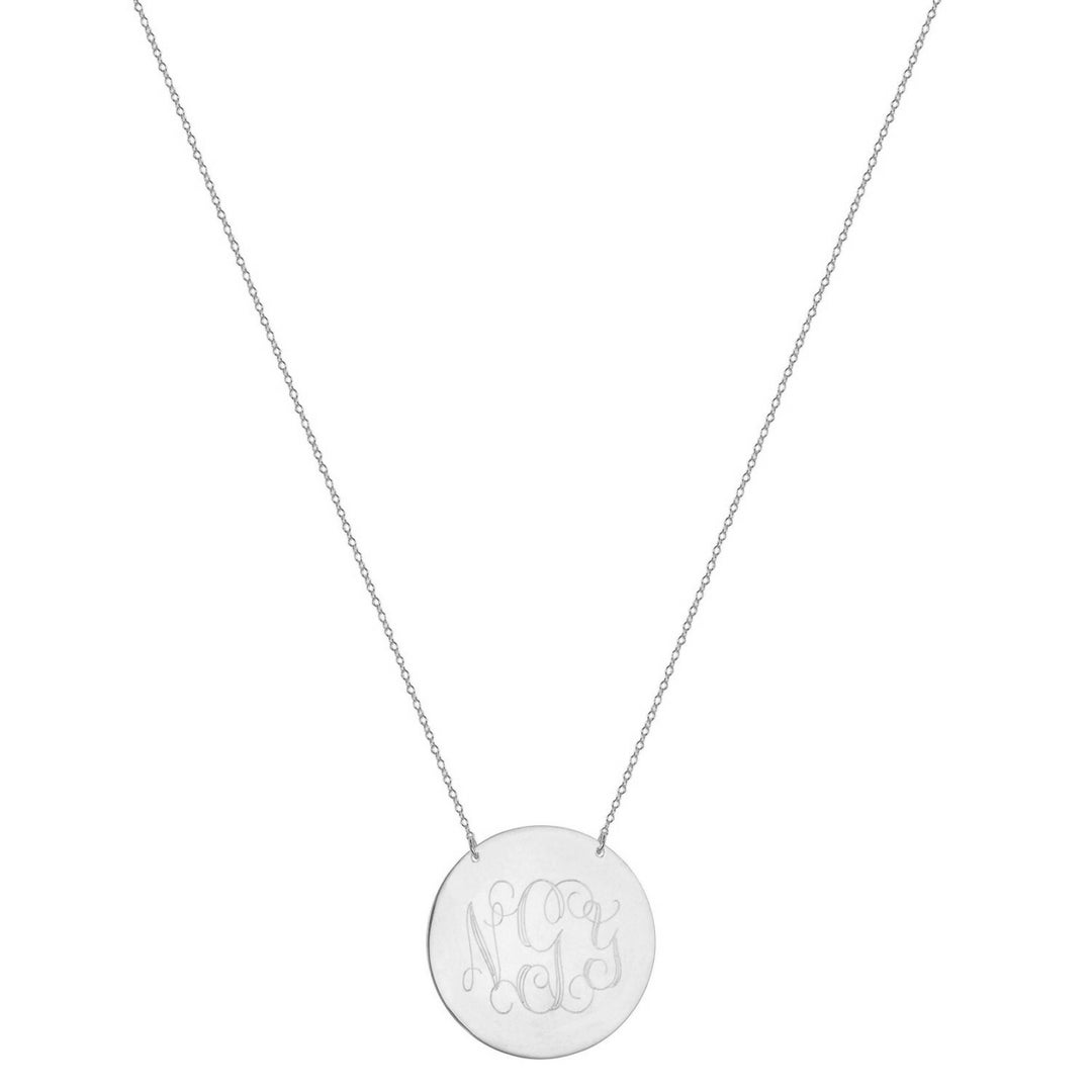 Engraved Mini Disc 1/2" Monogram Necklace - Personalize Silver Monogram ...