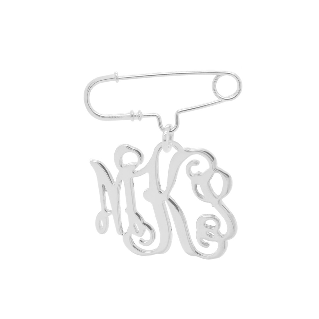 Monogram Initials Safety Pin Brooch, Hat, Scarves & Wraps, Skirts ...