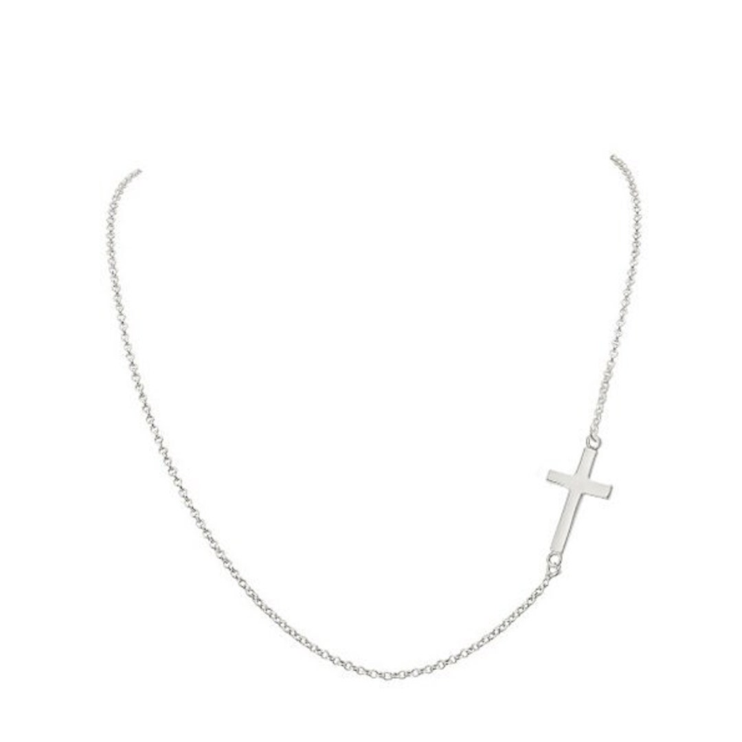 Class Timeless Sideways, Off-center Cross Necklace in 925 Sterling ...