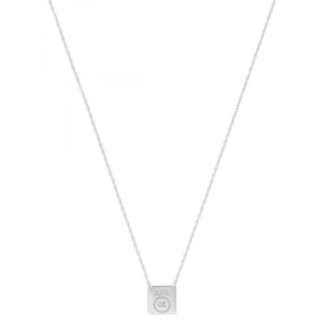 Custom Made Date and Month Calendar Square Disc Necklace, Personalized ...