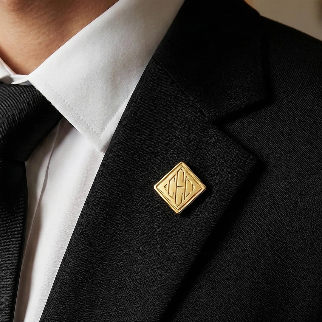Personalized Diamond Monogram Tie Tack, Lapel Pin, Brooch Pin, in 925 ...