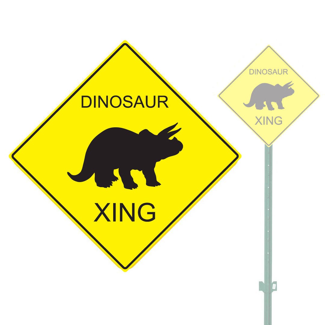 Dinosaur Xing Triceratops Heavy Duty Aluminum Warning Parking Sign 11 ...