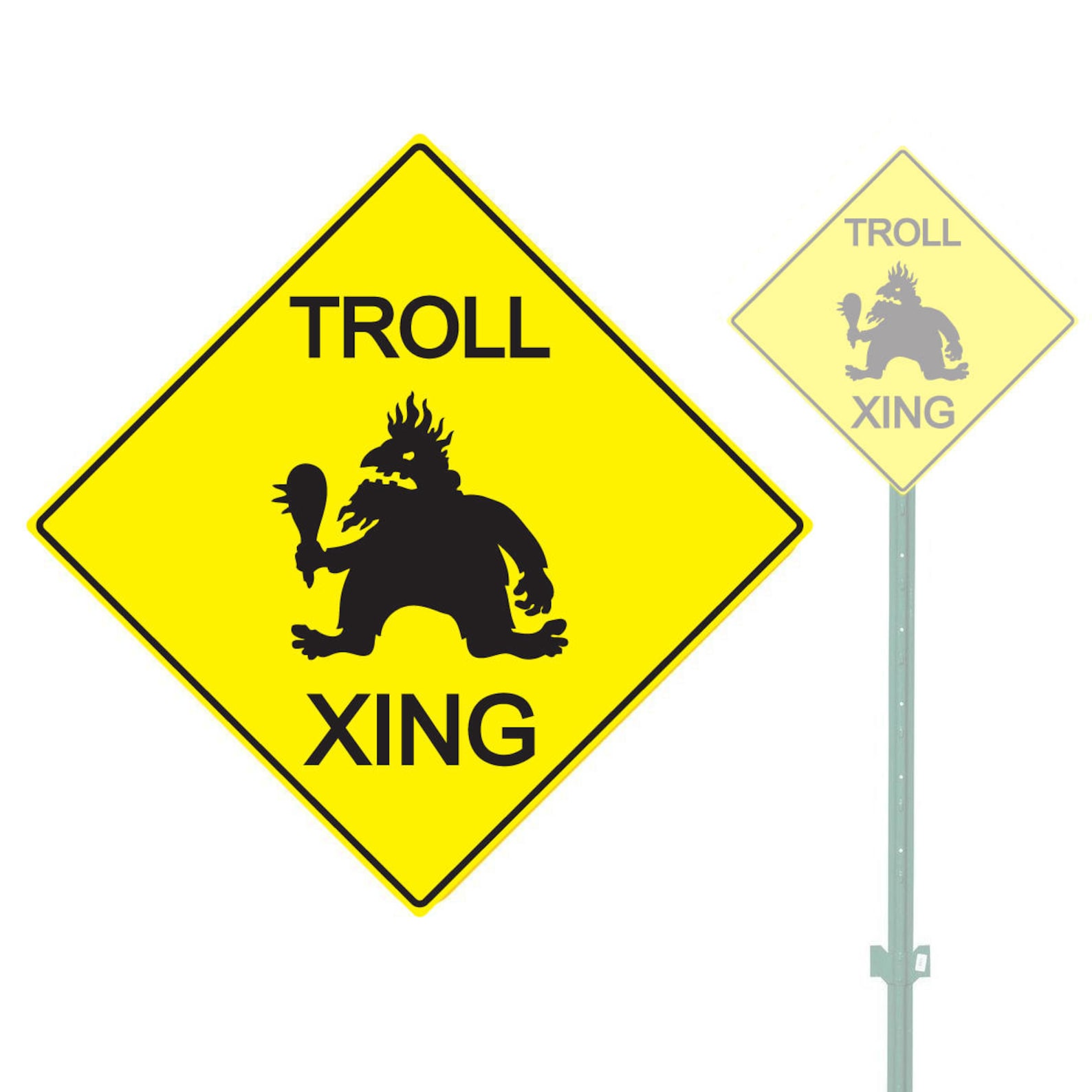 Troll Xing Heavy Duty Aluminum Warning Parking Sign 11" X 11" - Etsy