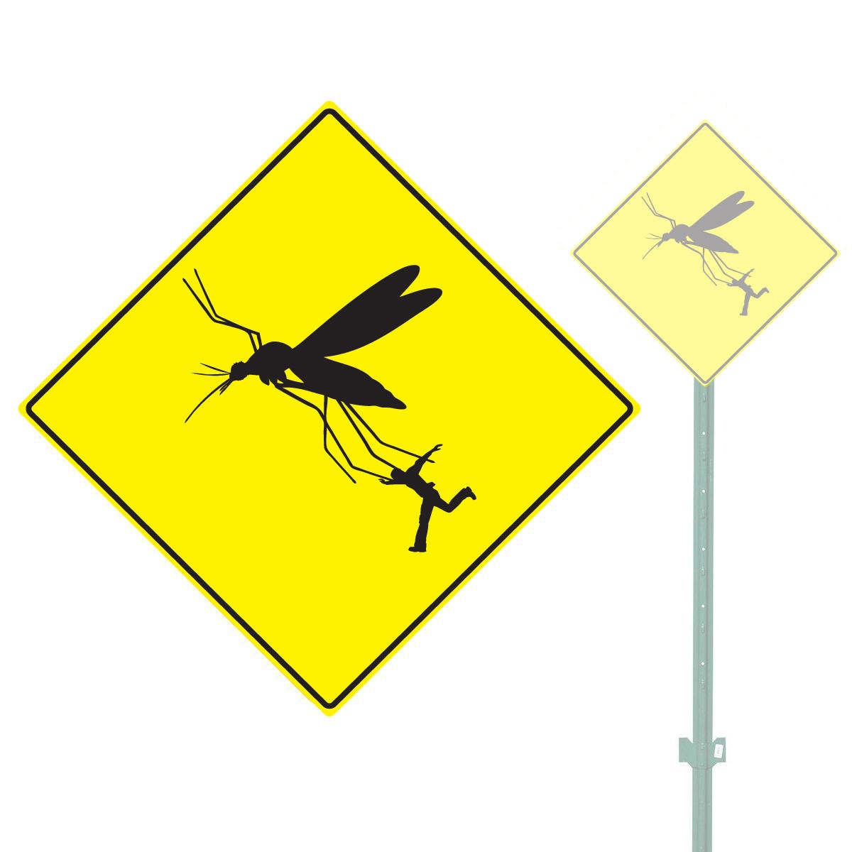 Mosquito Carrying Man Heavy Duty Aluminum Warning Parking Sign 11" X 11 ...