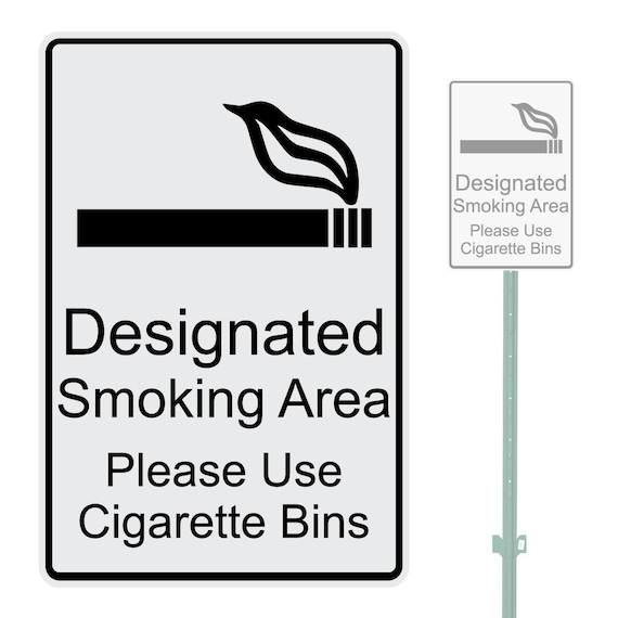 Designated Smoking Area Use Bins Heavy Duty Aluminum Warning - Etsy