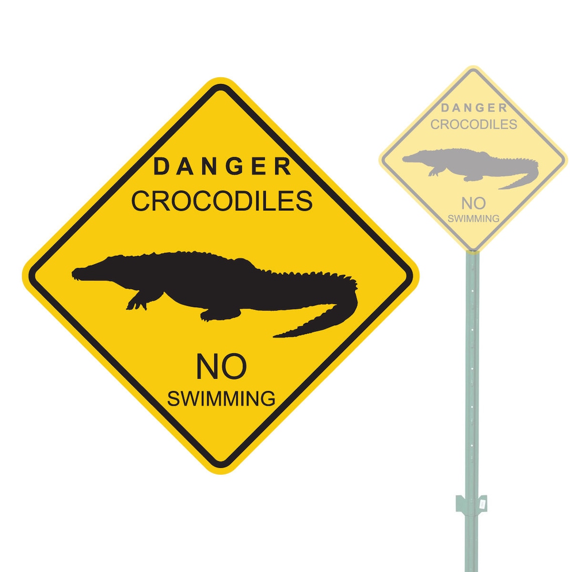 Danger Crocodile No Swimming Heavy Duty Aluminum Warning Parking Sign ...