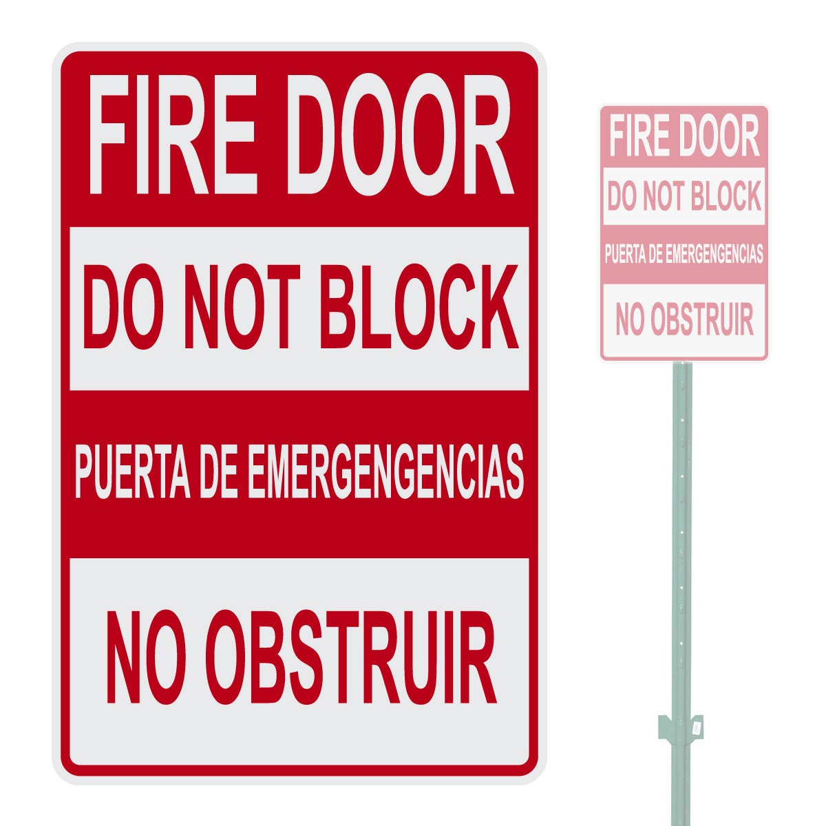 Fire Door Do Not Block Bilingual Heavy Duty Aluminum Warning Parking ...