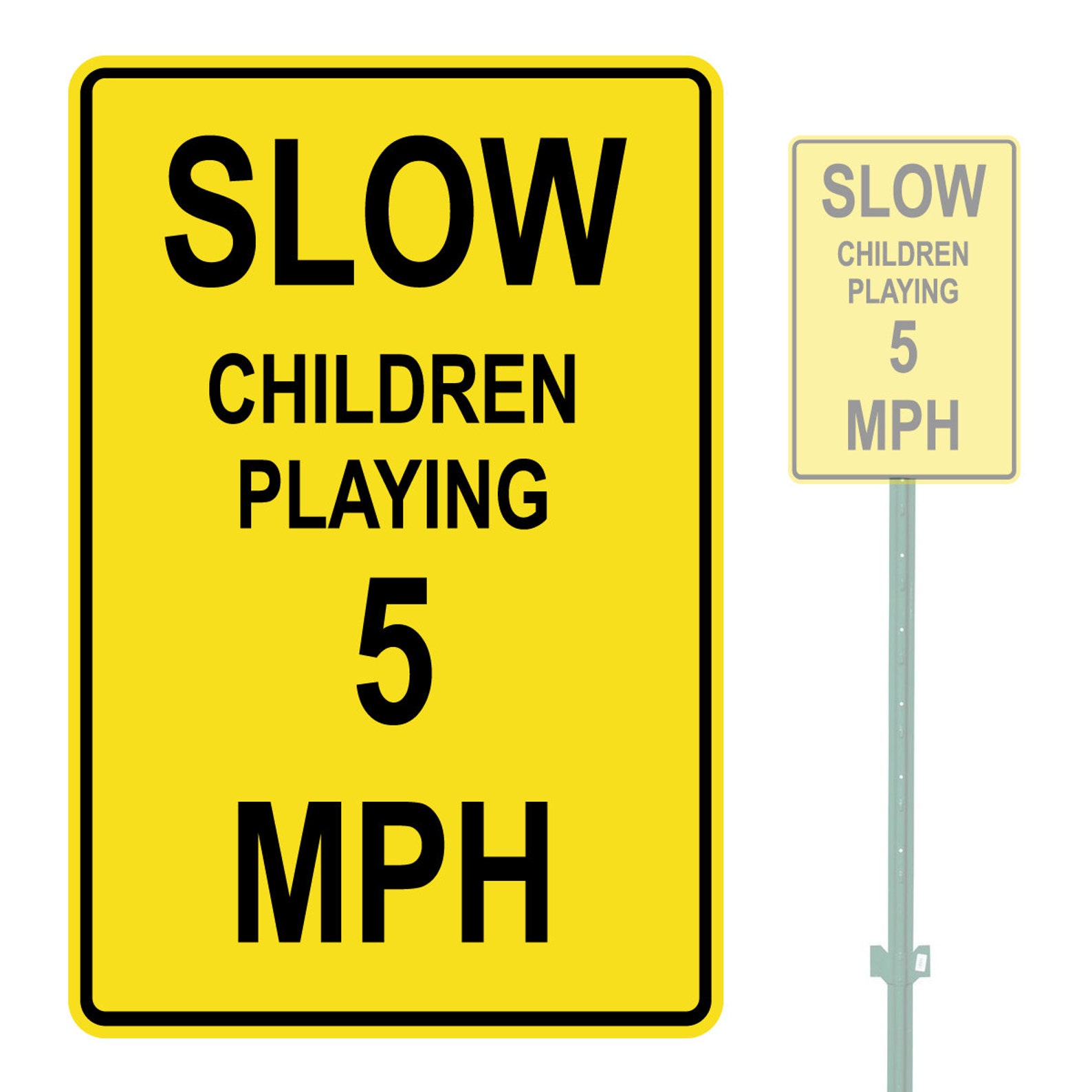 Slow Children Playing 5 Mph Heavy Duty Aluminum Warning Parking Sign 10 ...