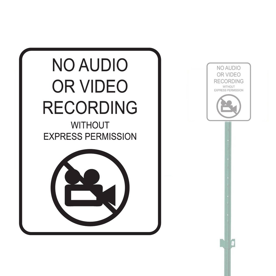 9x12 No Audio or Video Recording Without Express Permission Heavy Duty ...