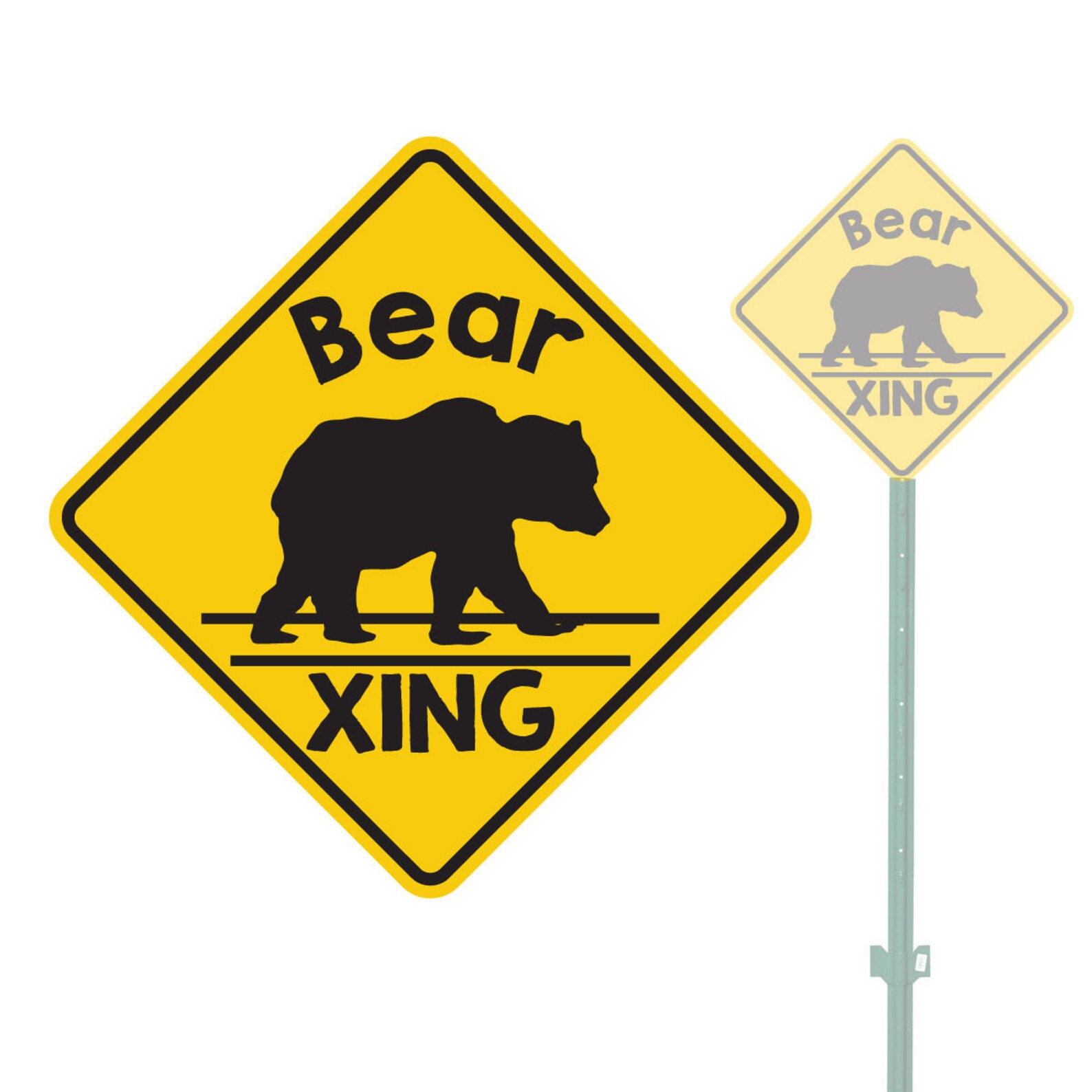 Bear Crossing Animal Heavy Duty Aluminum Warning Parking Sign 11" X 11 ...