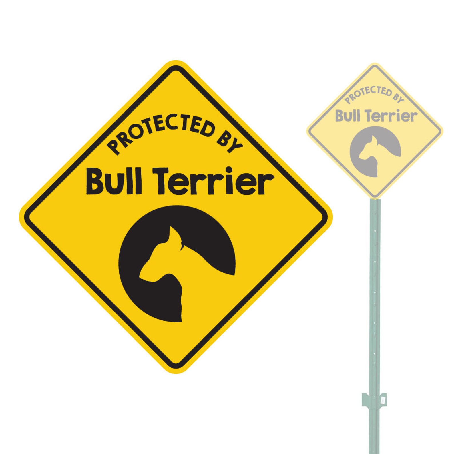Beware of the Dog Protected by Bull Terrier Heavy Duty Aluminum Warning ...