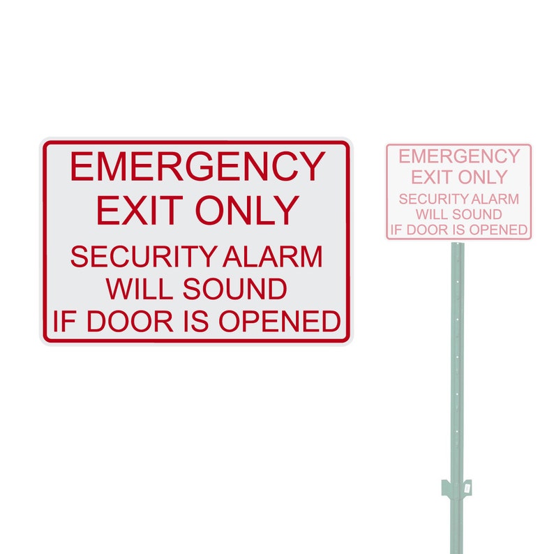 Alarmed Emergency Exit Only Heavy Duty Aluminum Warning Parking Sign 10 ...