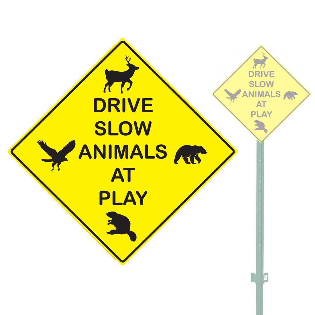 Drive Slow Animals at Play Heavy Duty Aluminum Warning Parking Sign 11 ...