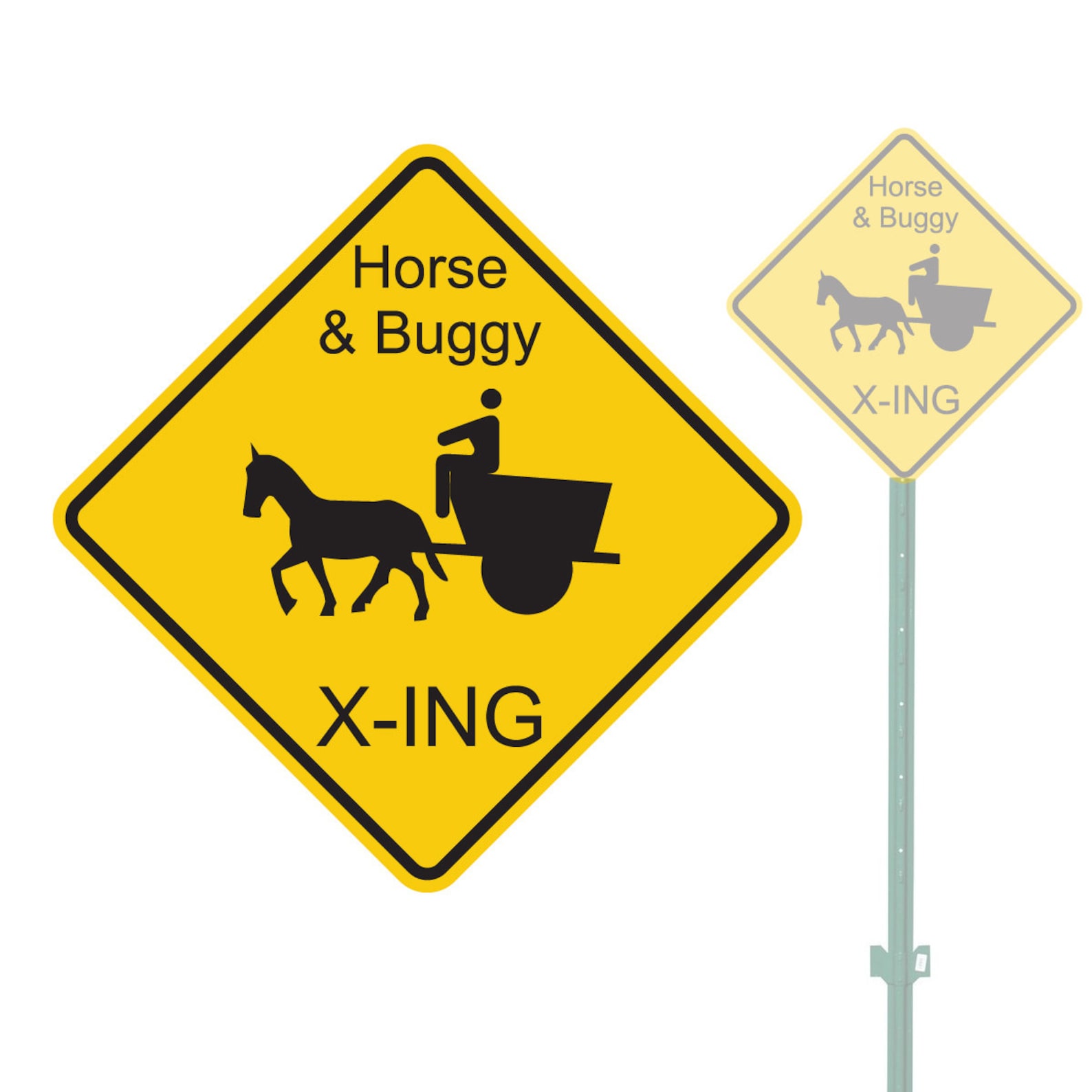 Horse & Buggy Crossing Heavy Duty Aluminum Warning Parking Sign 11 X 11 ...