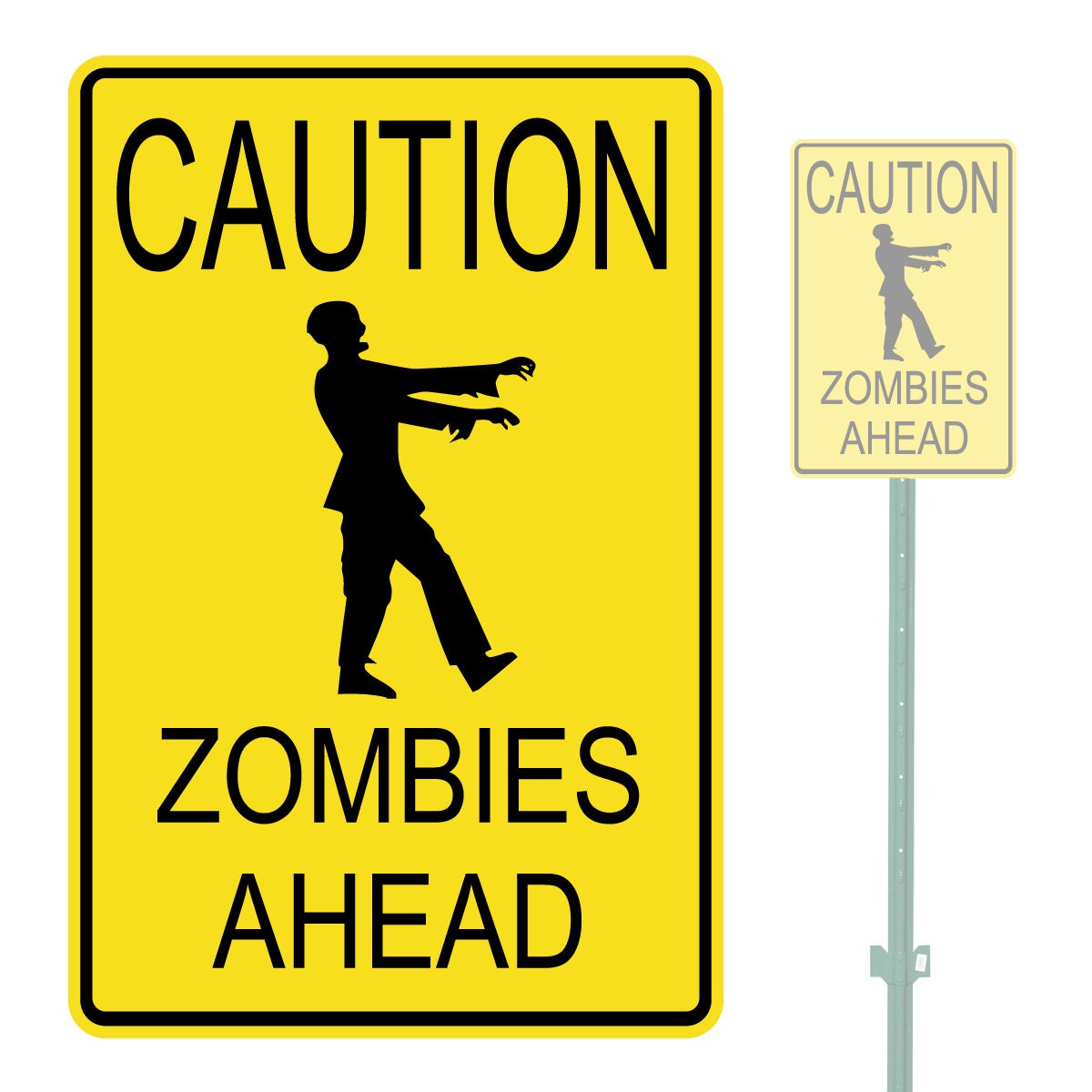Caution Zombies Ahead Heavy Duty Aluminum Warning Parking Sign 10" X 15 ...
