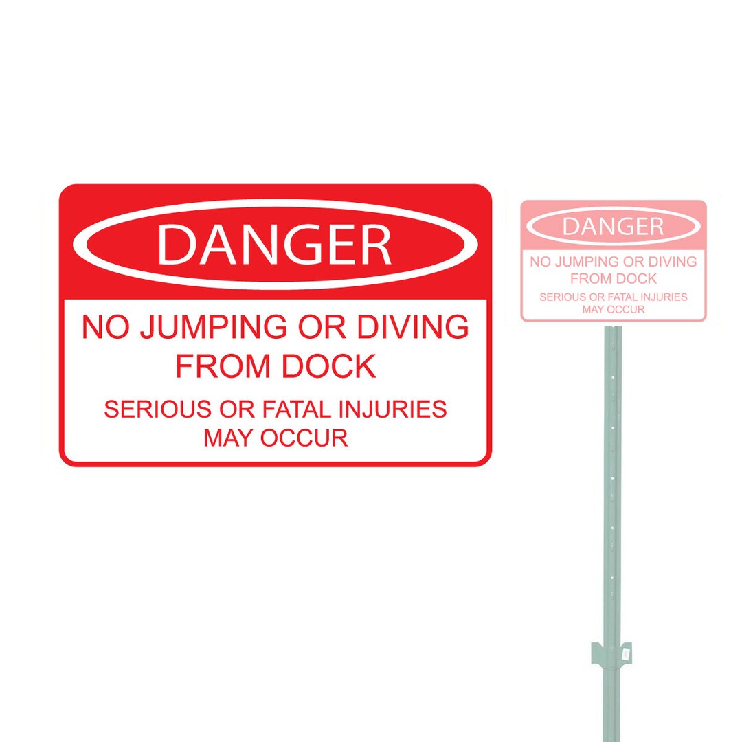 Danger No Jumping or Diving From Dock Heavy Duty Aluminum Warning ...
