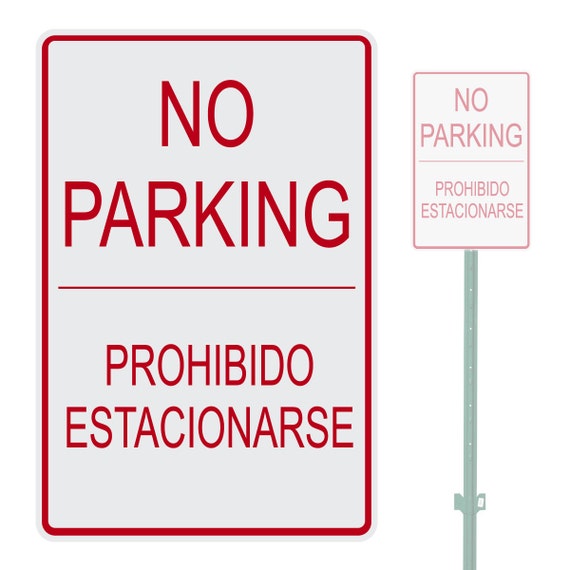 No Parking Bilingual Heavy Duty Aluminum Warning Parking Sign | Etsy