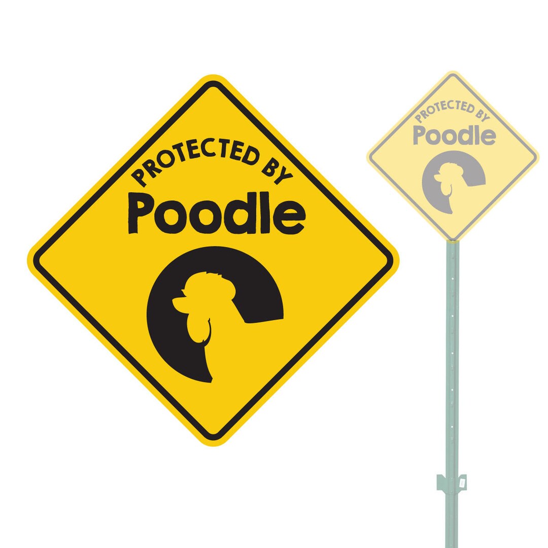 Beware of the Dog Protected by Poodle Heavy Duty Aluminum Warning ...