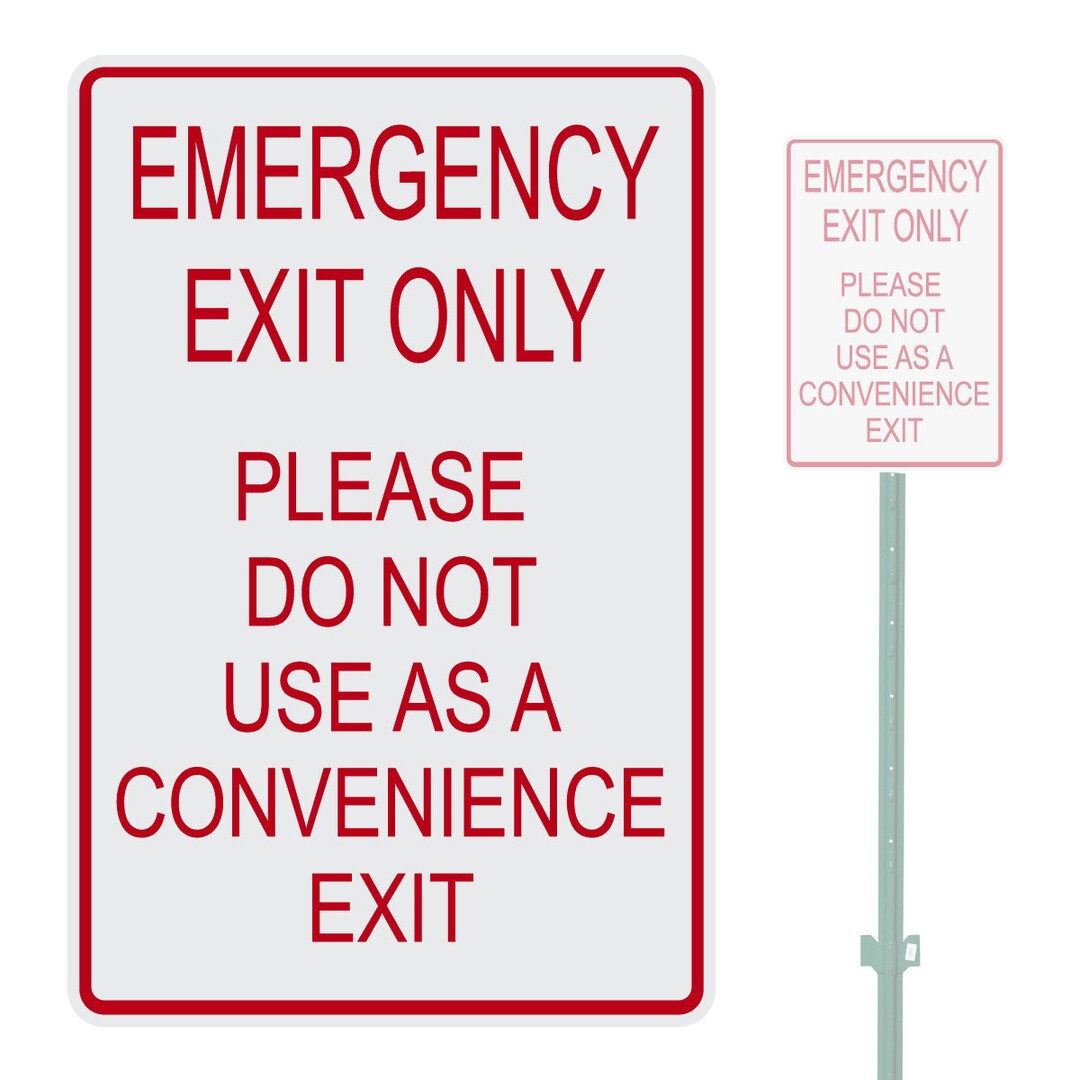 Emergency Exit Only Heavy Duty Aluminum Warning Parking Sign 10" X 15 ...