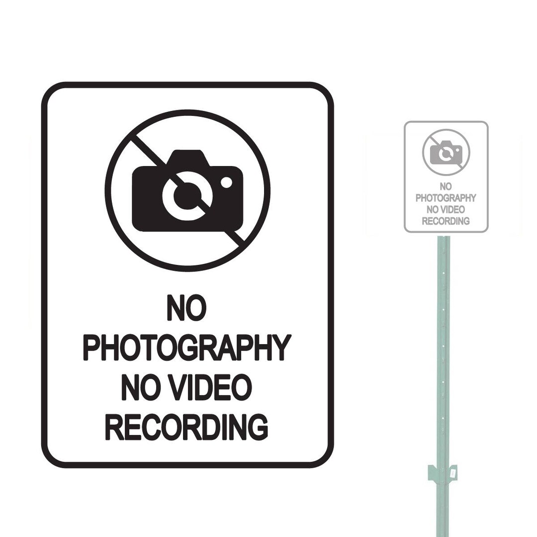 9x12 No Photography No Video Recording Heavy Duty Aluminum Warning ...