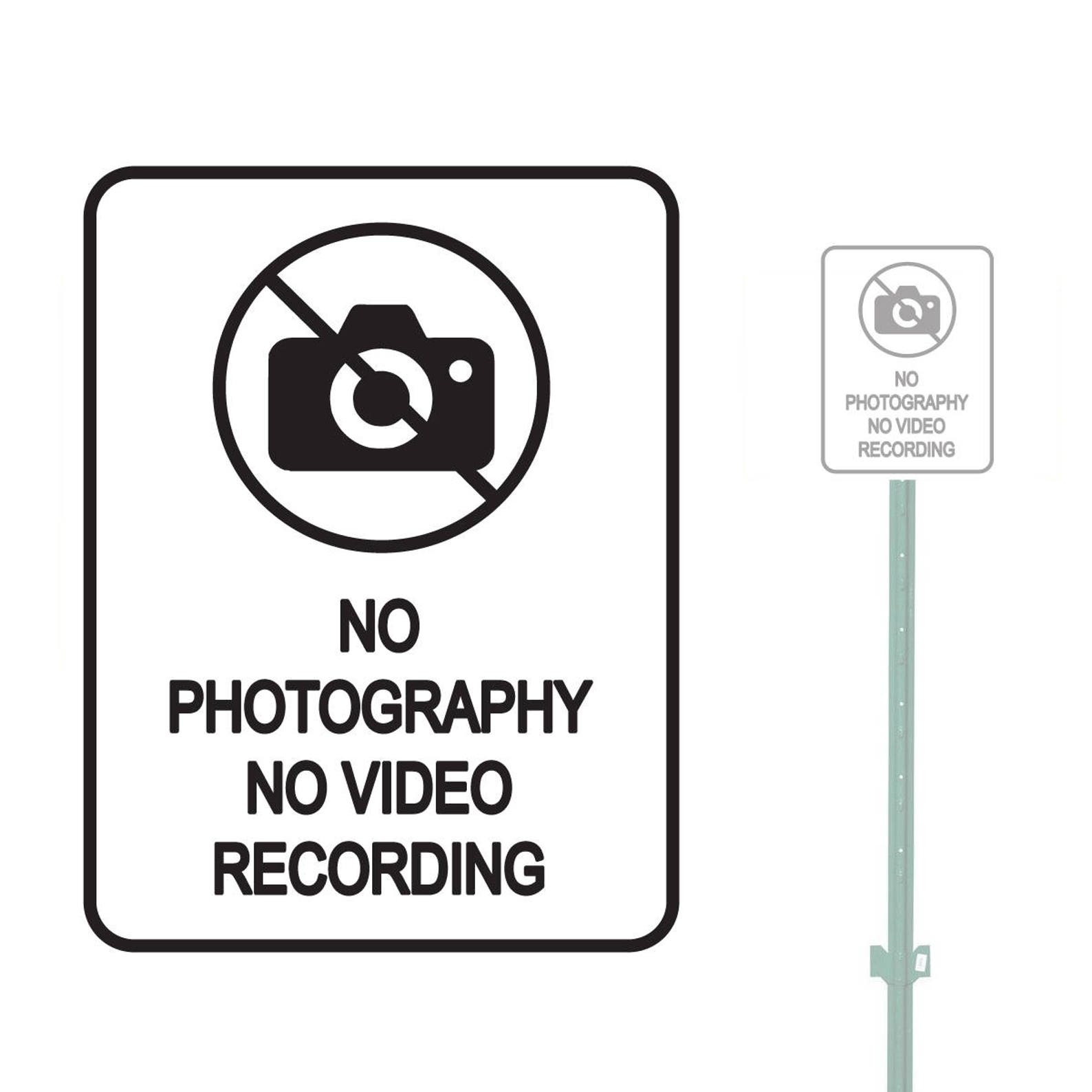 9x12 No Photography No Video Recording Heavy Duty Aluminum Warning ...