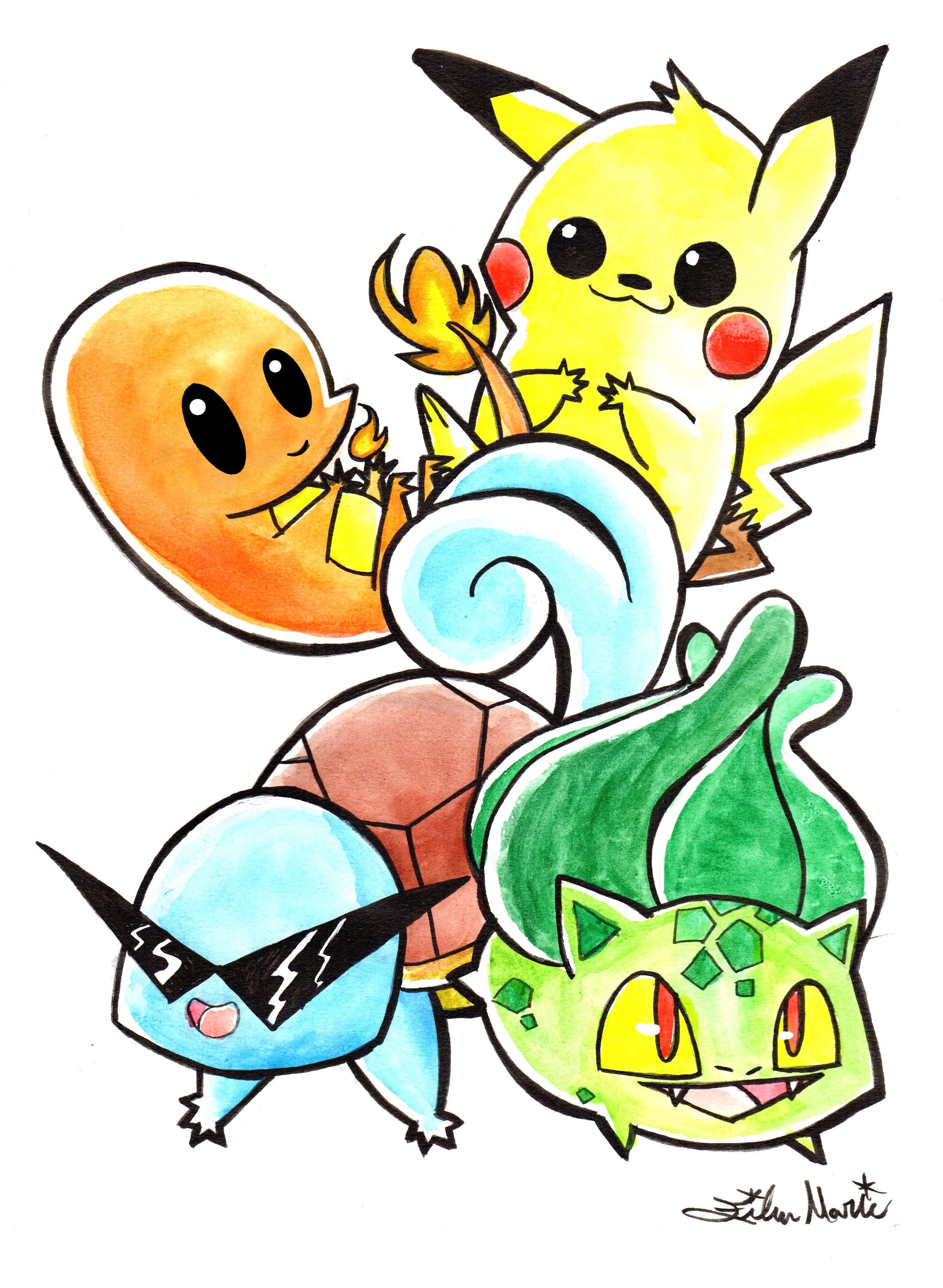 Pokemon! * Cartoon Illustration * 8.5 X 11 * Giclee Print * Pikachu ...