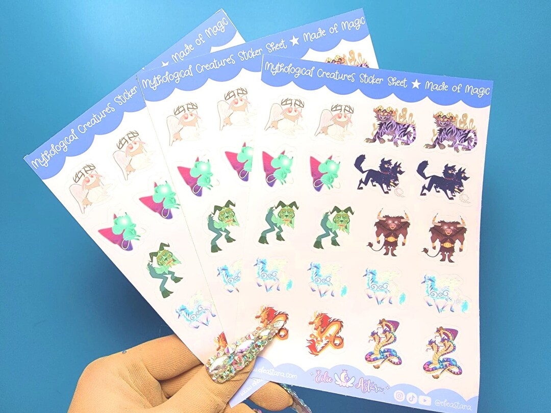 Mythological Creatures * Sticker Sheet * Cute, Animals, Fantasy ...