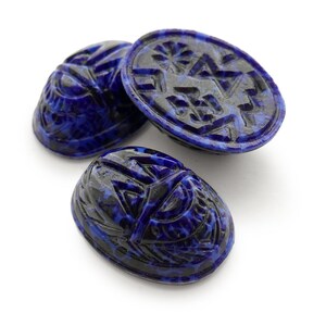 2 Vintage Cherry Brand Egyptian Scarab Glass Stones, Large Scarab, Blue ...