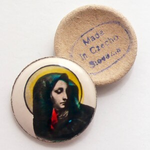 4 Vintage Religious Cameo, Hand-painted Cardboard Dome, Virgin Mary ...