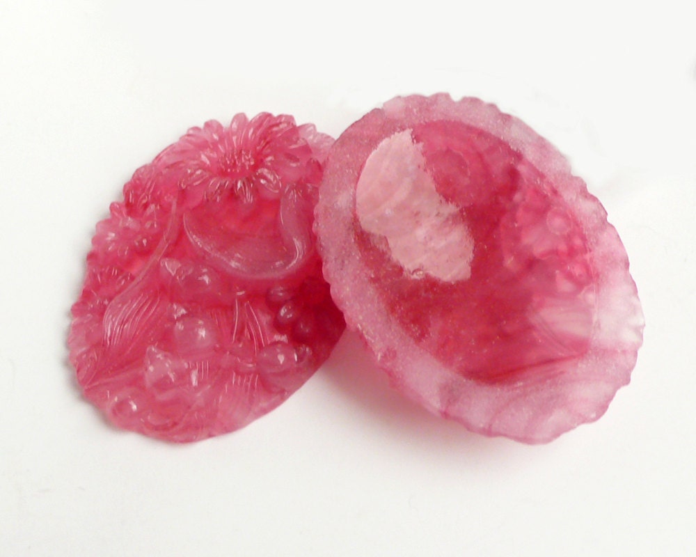 2 Vintage Glass Flower Stones Cherry Brand Occupied Japan - Etsy