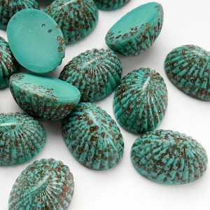 4 Vintage German Turquoise Glass Stones With Copper – 20x15 Mm - Oval ...