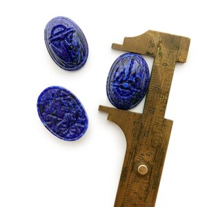 2 Vintage Cherry Brand Egyptian Scarab Glass Stones, Large Scarab, Blue ...