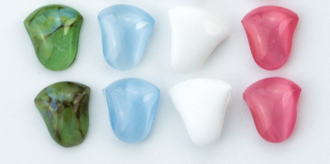 Vintage Bell-shaped Moonstone/opal Stones - Green-white-blue-pink ...