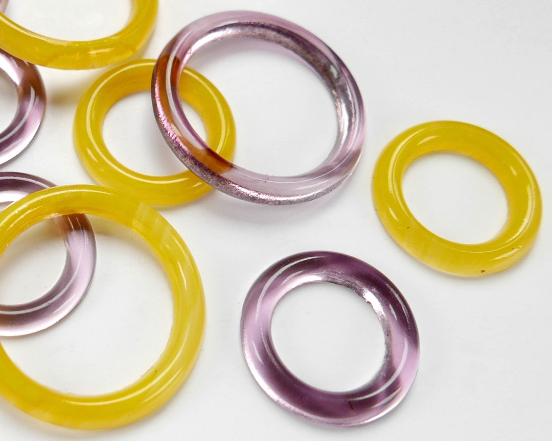 2 Vintage Art Deco Glass Hoops, Jewelry Components - 2 COLORS - 3 SIZES ...